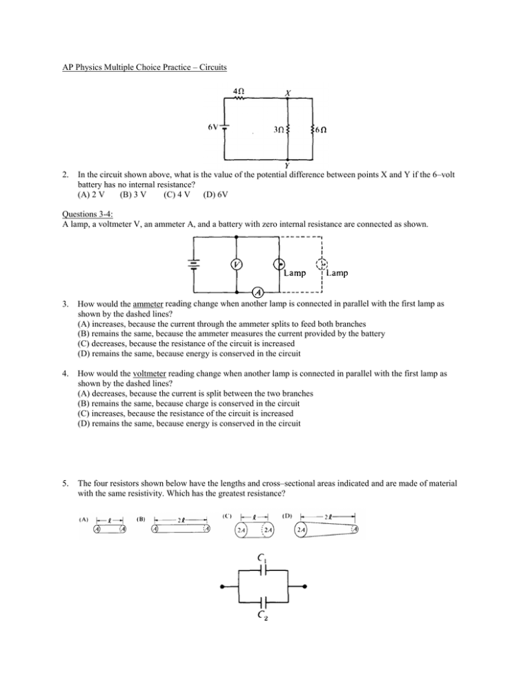 AP Physics Circuits Practice Problems - Multiple Choice