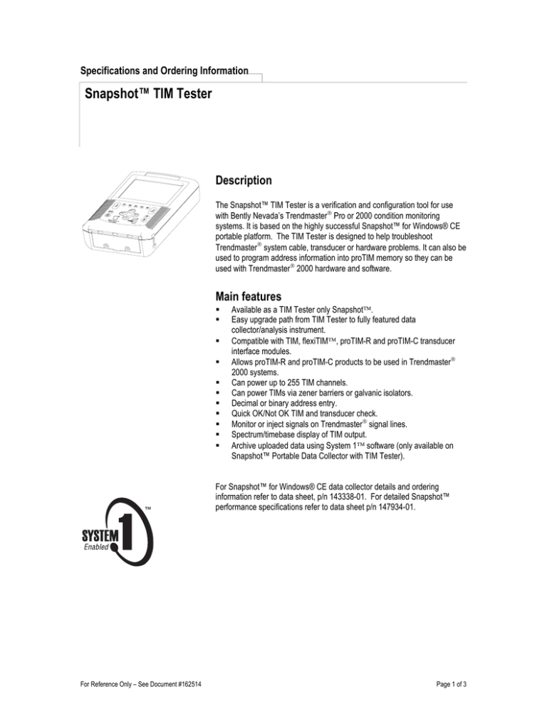 Specifications and Ordering Information