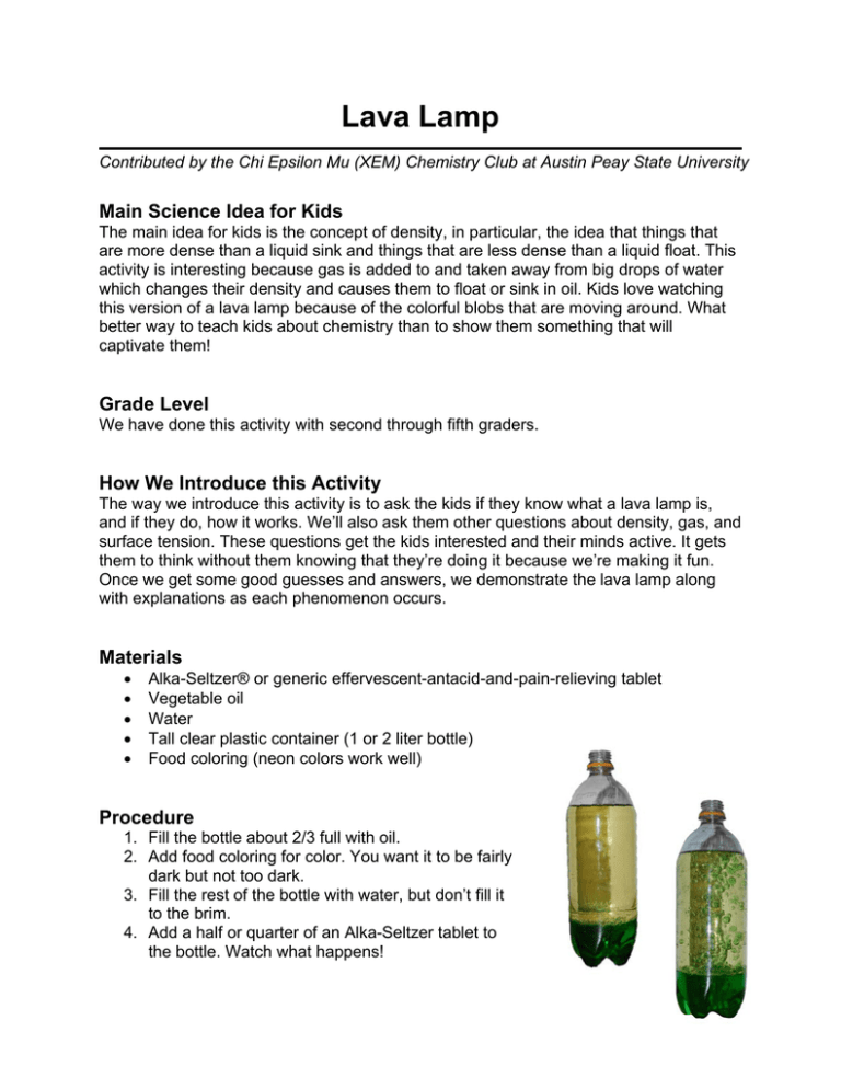 Lava Lamp Experiment: Density for Kids