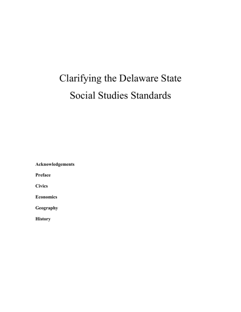 Delaware Social Studies Standards Clarification