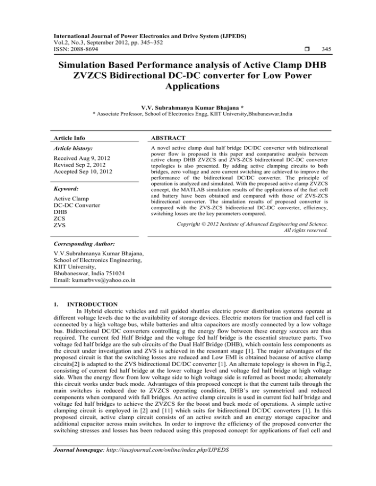 Simulation Based Performance Analysis Of Active Clamp Dhb