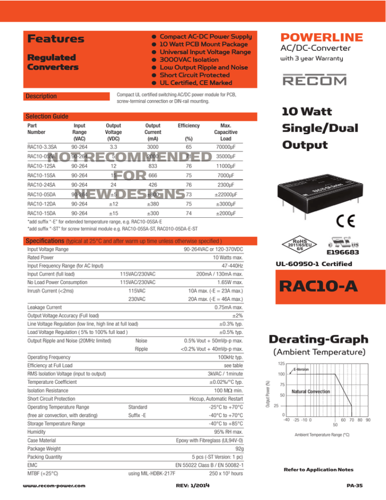 RAC10-A - RECOM Power