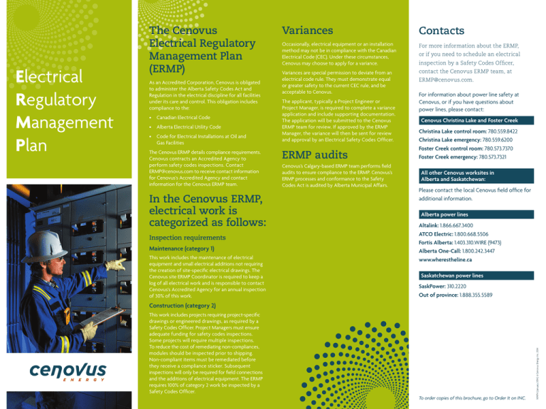 Cenovus ERMP: Electrical Regulatory Management Plan