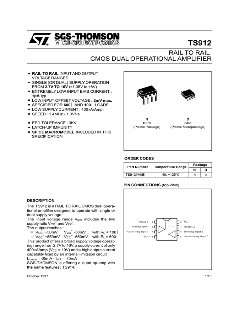 Input Output Rail To Rail Dual Cmos Op Amps