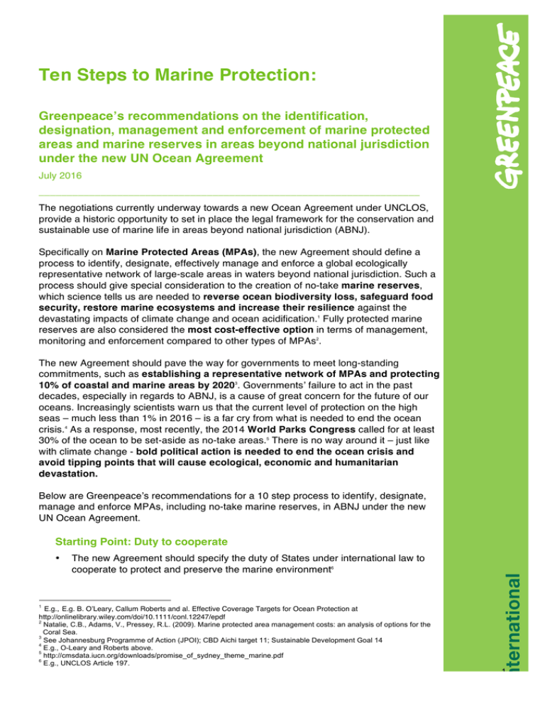 Ten Steps to Marine Protection: