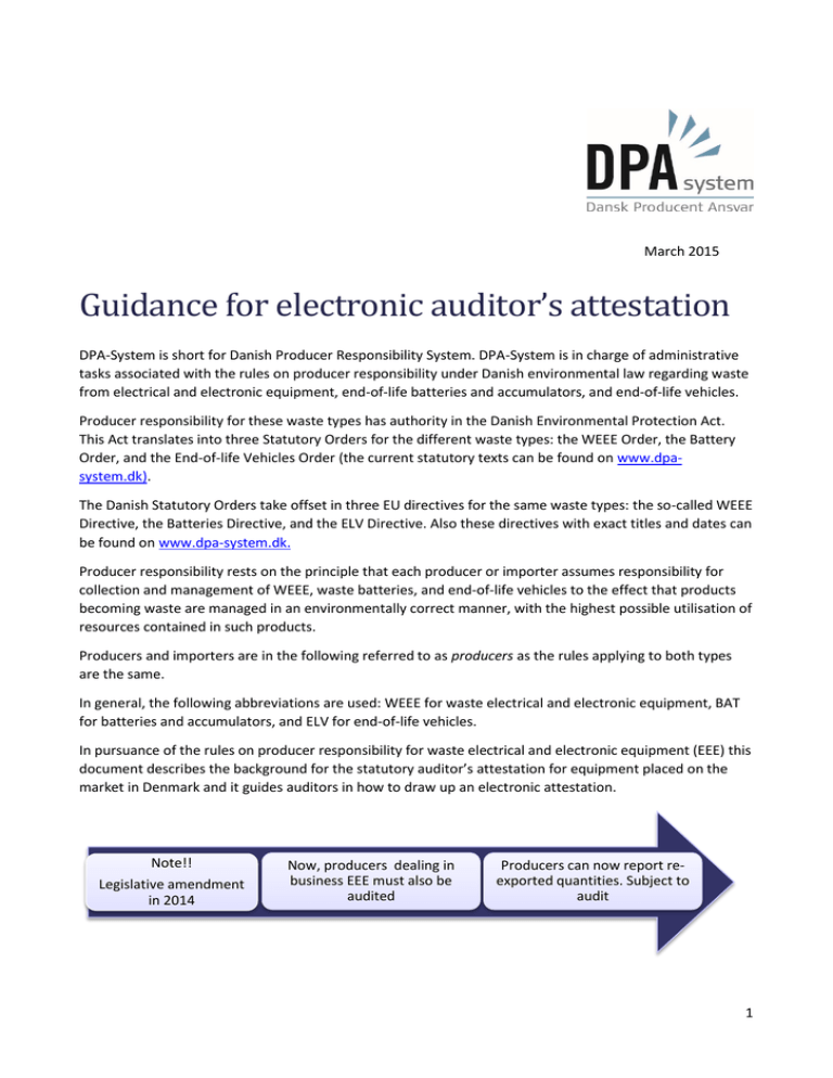 Guidance for electronic auditor`s attestation - DPA