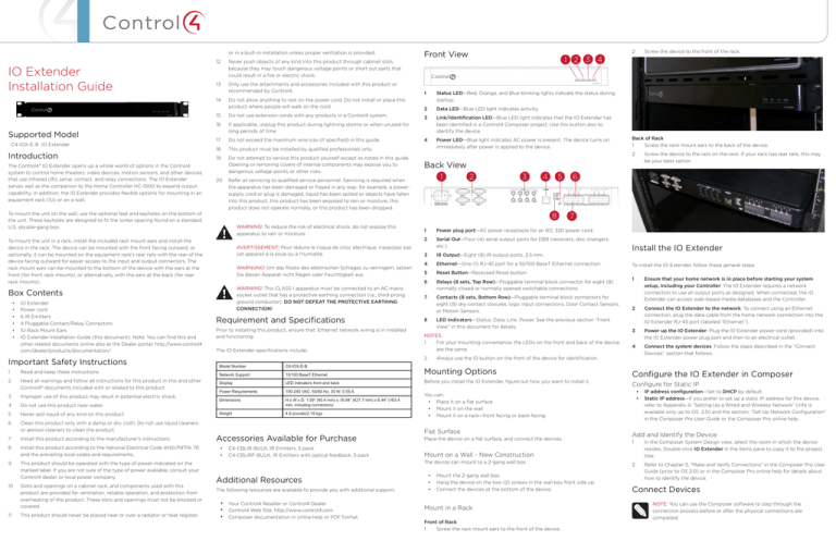 IO Extender Installation Guide