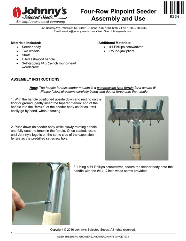 Four-Row Pinpoint Seeder Assembly and Use