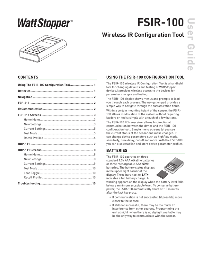 FSIR-100 Wireless IR Configuration Tool User Guide