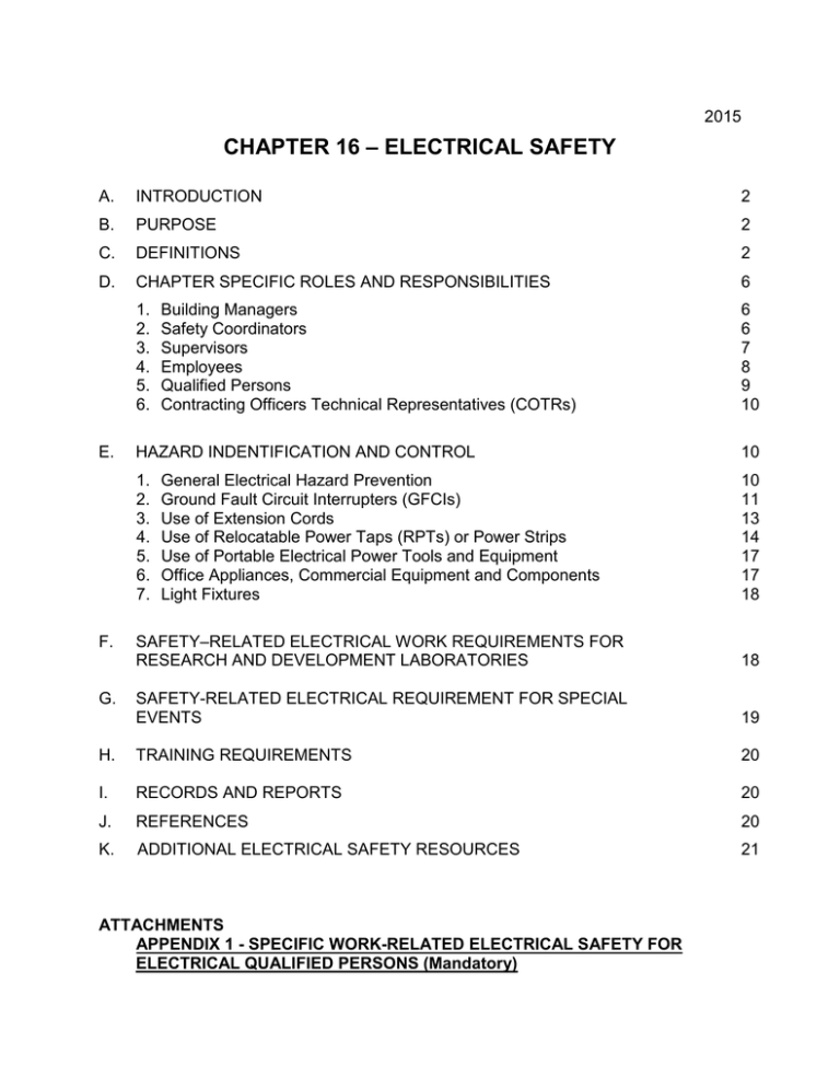 Electrical Safety: Chapter 16 - Hazard Control & Prevention