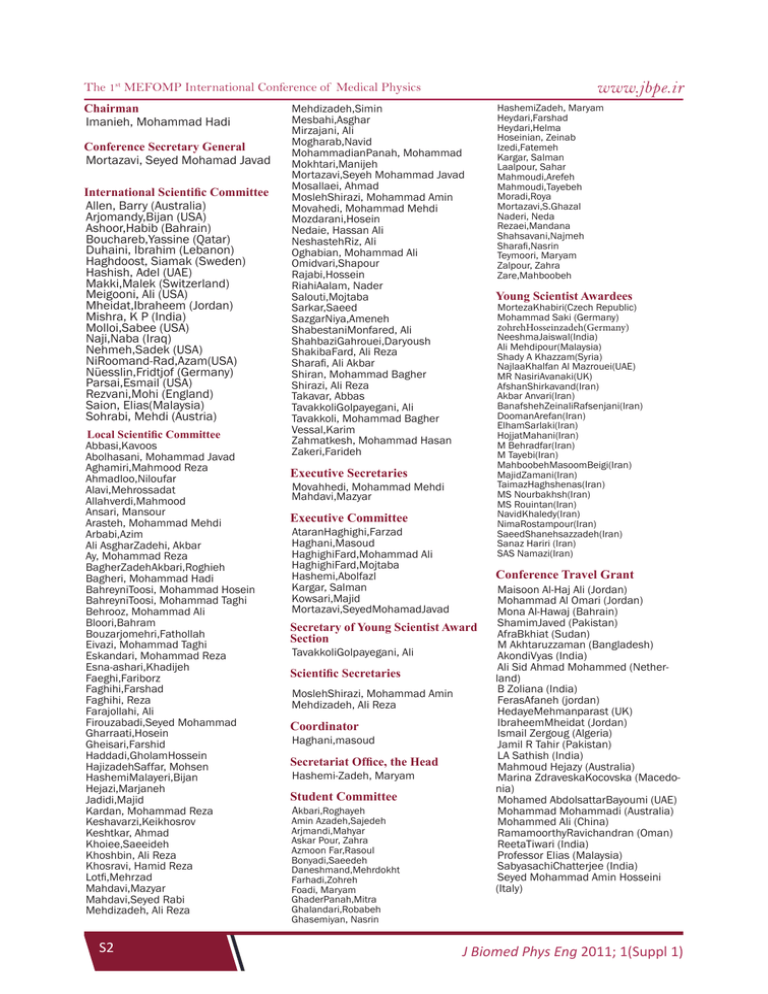 Radiation - Journal of Biomedical Physics and Engineering