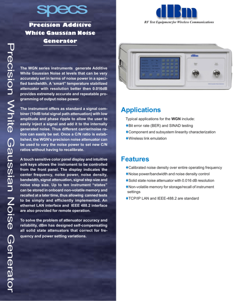 Precision White Gaussian Noise Generator Datasheet