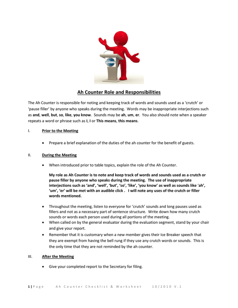 Ah Counter Checklist: Track Filler Words in Meetings