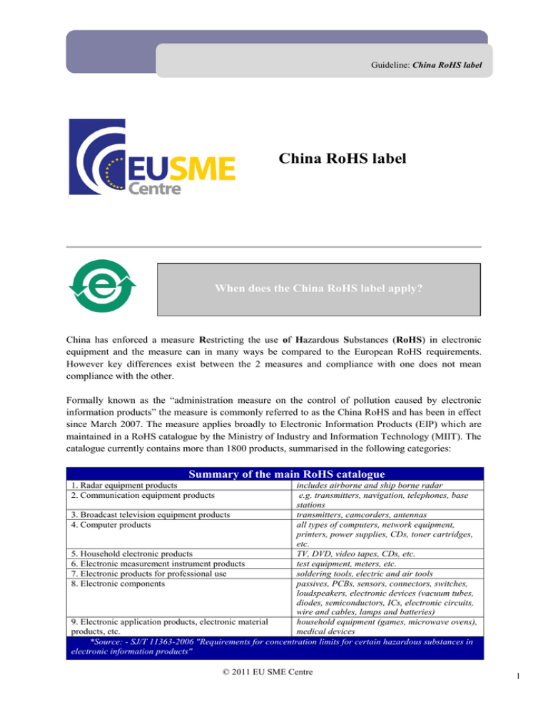 china rohs labelling [en] [eusmecentre]