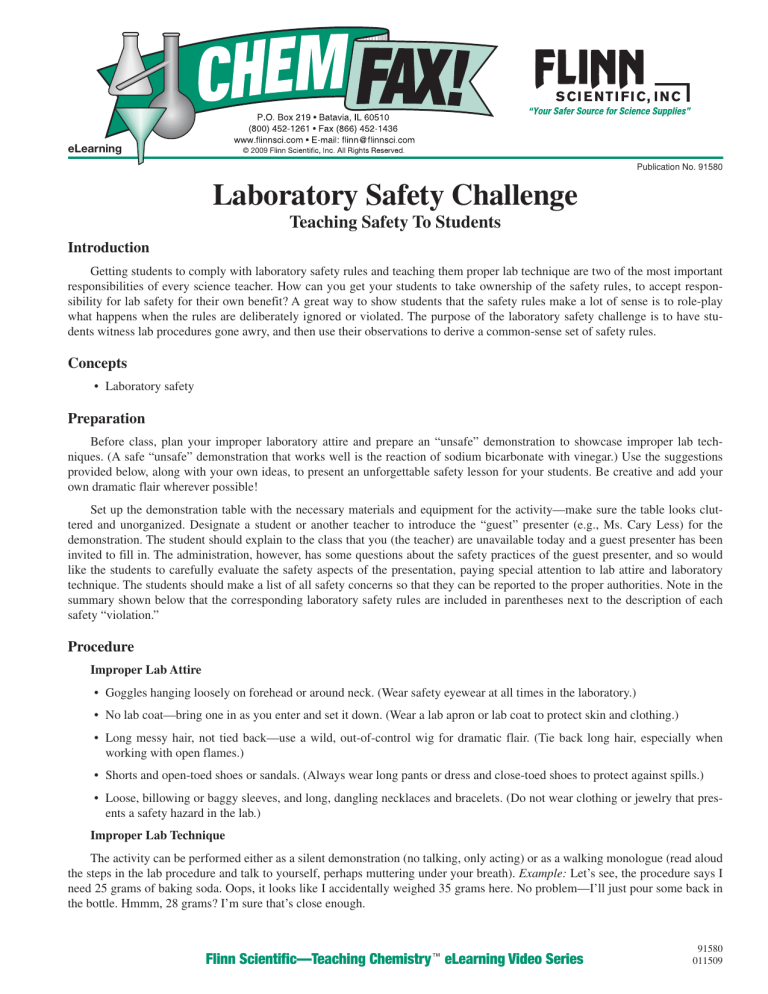 91580 Laboratory Safety Challenge