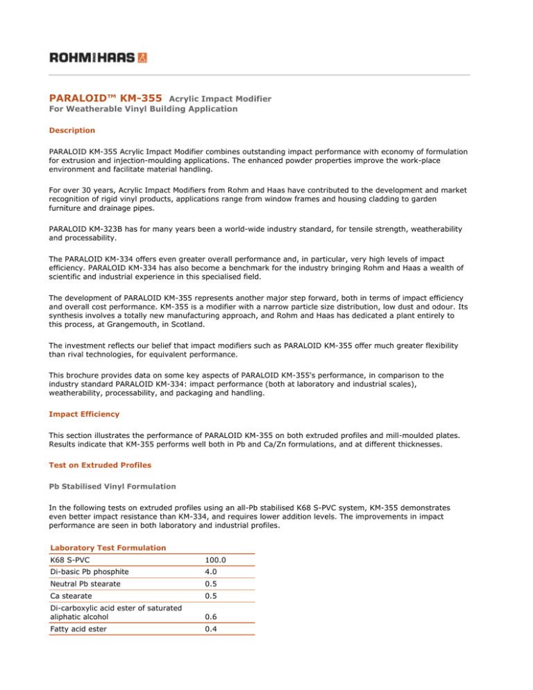 PARALOID KM-355: Acrylic Impact Modifier for Vinyl Building