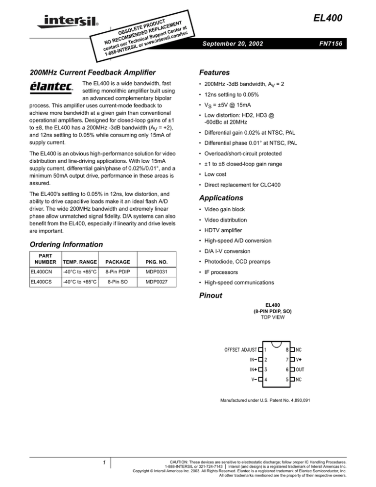 EL400 Datasheet