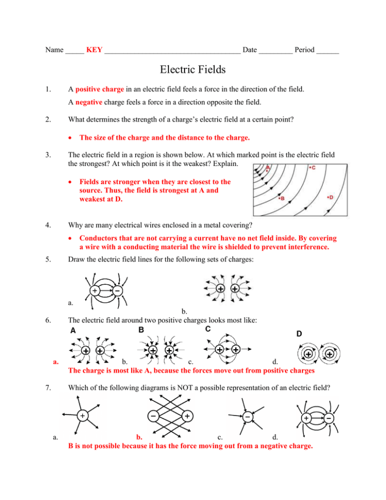 Electric Fields Worksheet: High School Physics