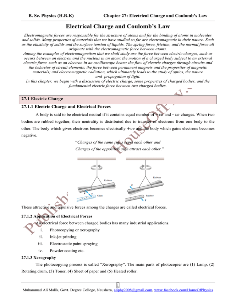 Electrical Charge and Coulomb's Law: Physics Chapter