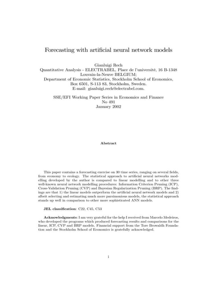 Forecasting With Artificial Neural Network Models S