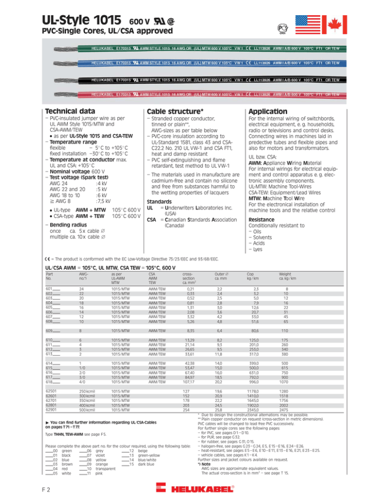 F002 UL-Style 1015 - Hi