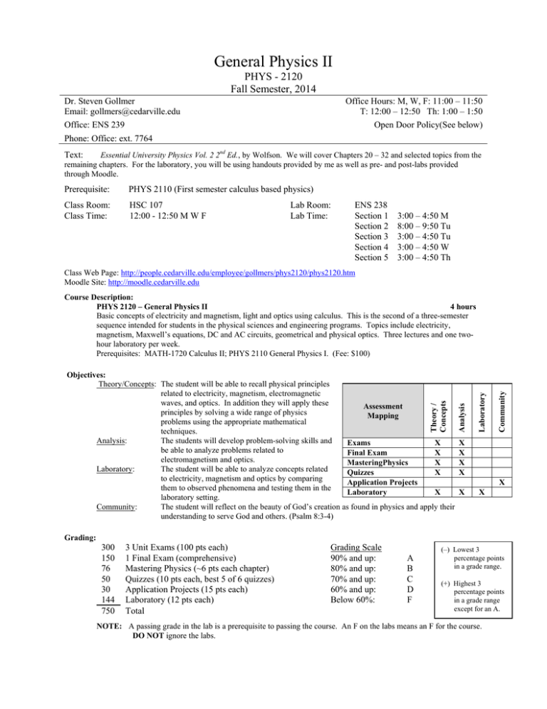 General Physics II Syllabus - Cedarville University