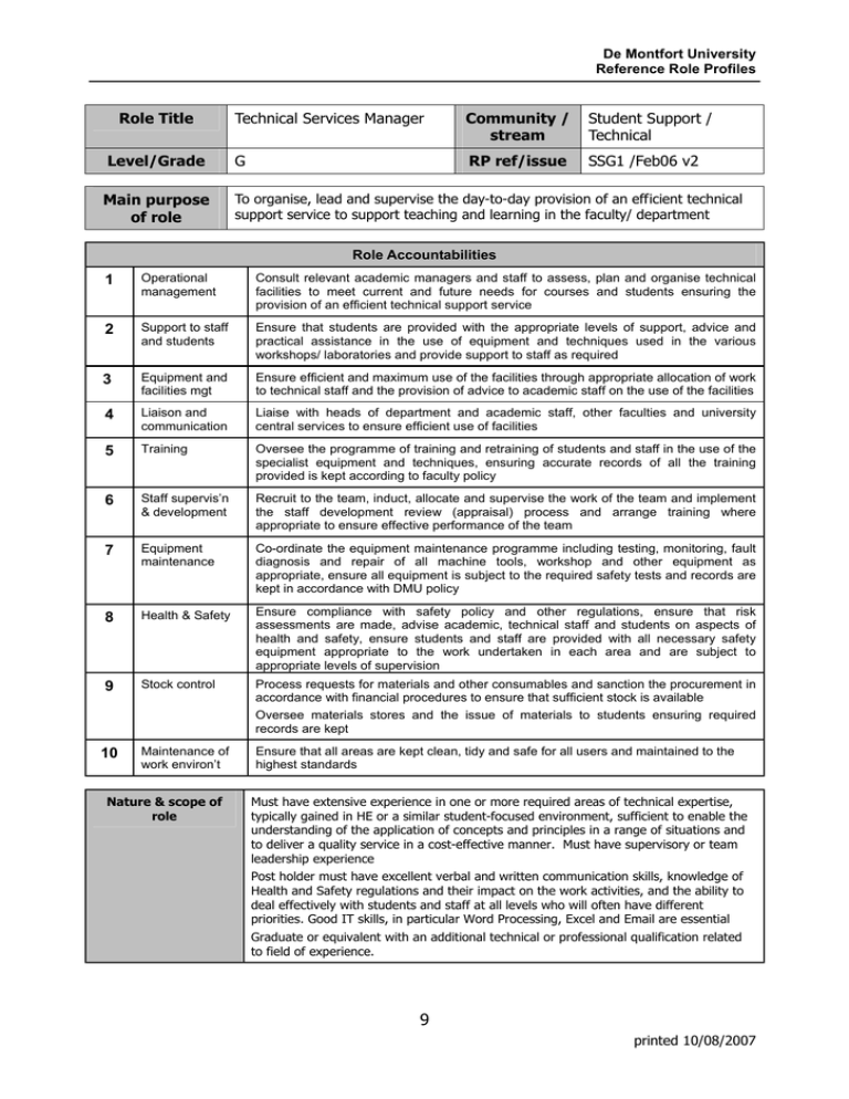 Technical Services Manager