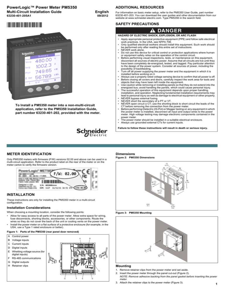 PM5350 Power Meter Multi-Circuit Installation Guide