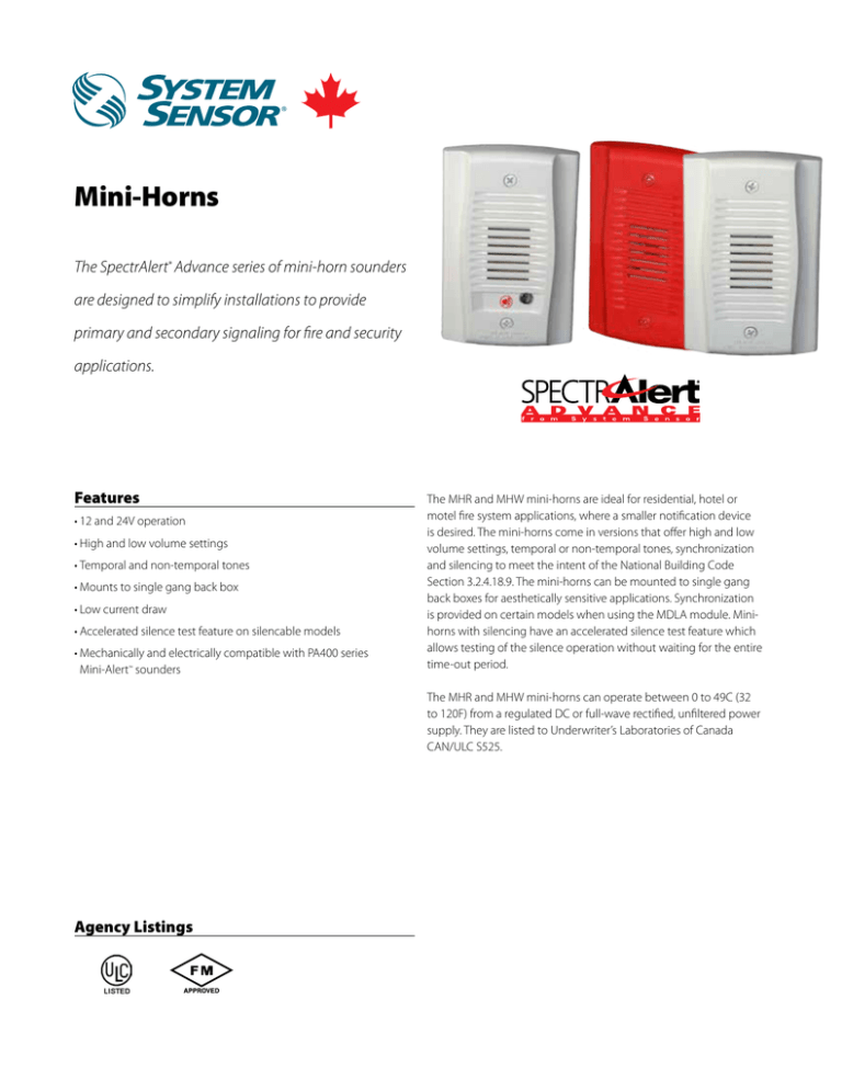 System Sensor Mini-Horn Sounders: Specs & Installation