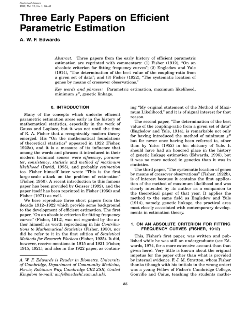 Three Early Papers On Efficient Parametric Estimation