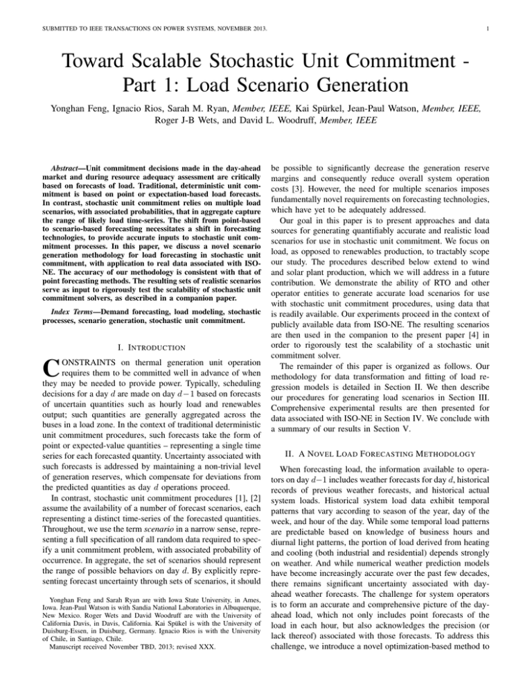 Toward Scalable Stochastic Unit Commitment Part 1