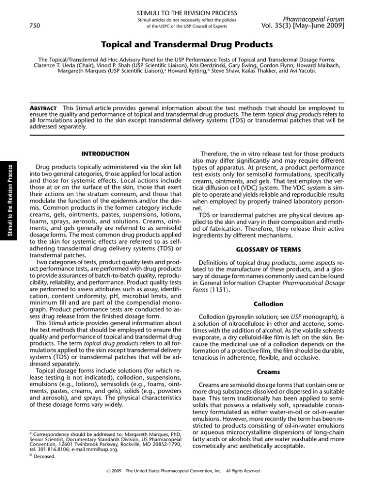 Topical And Transdermal Drug Products