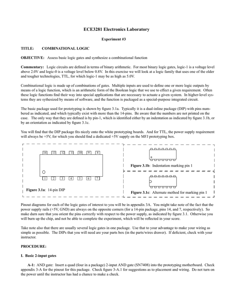 Combinational Logic Lab: TTL Gates & Truth Tables