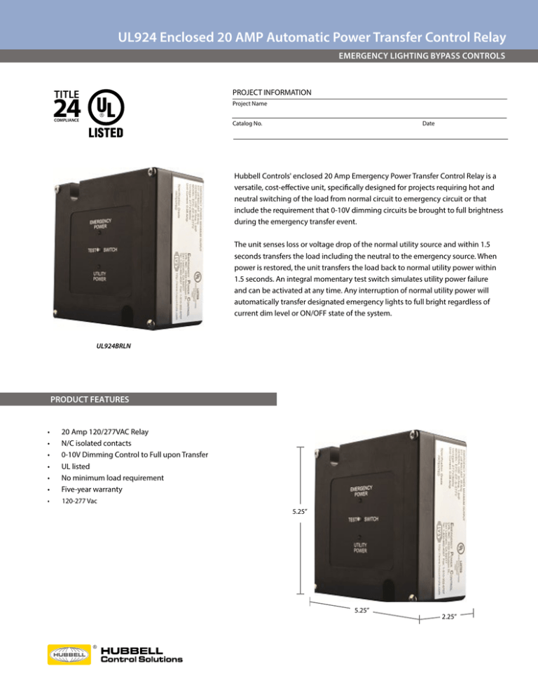 UL924 Enclosed 20 AMP Automatic Power Transfer Control Relay