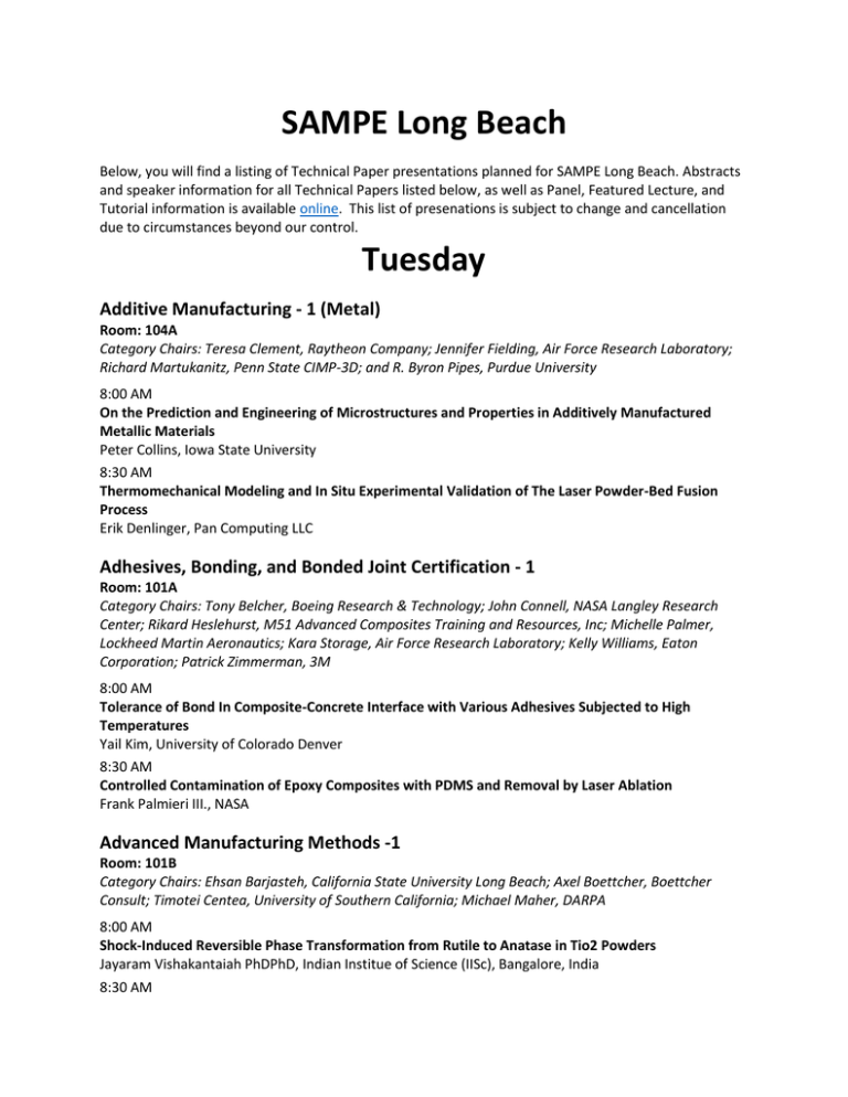 SAMPE Long Beach Conference Program - Technical Papers