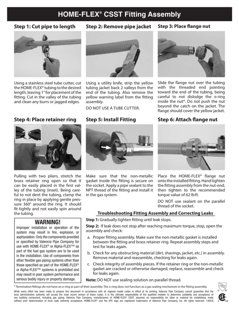 HOME-FLEX Fitting Assembly Instructions