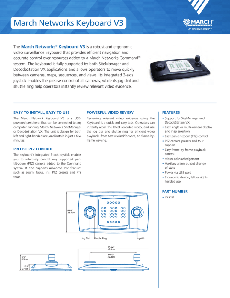 March Networks Keyboard V3 Datasheet