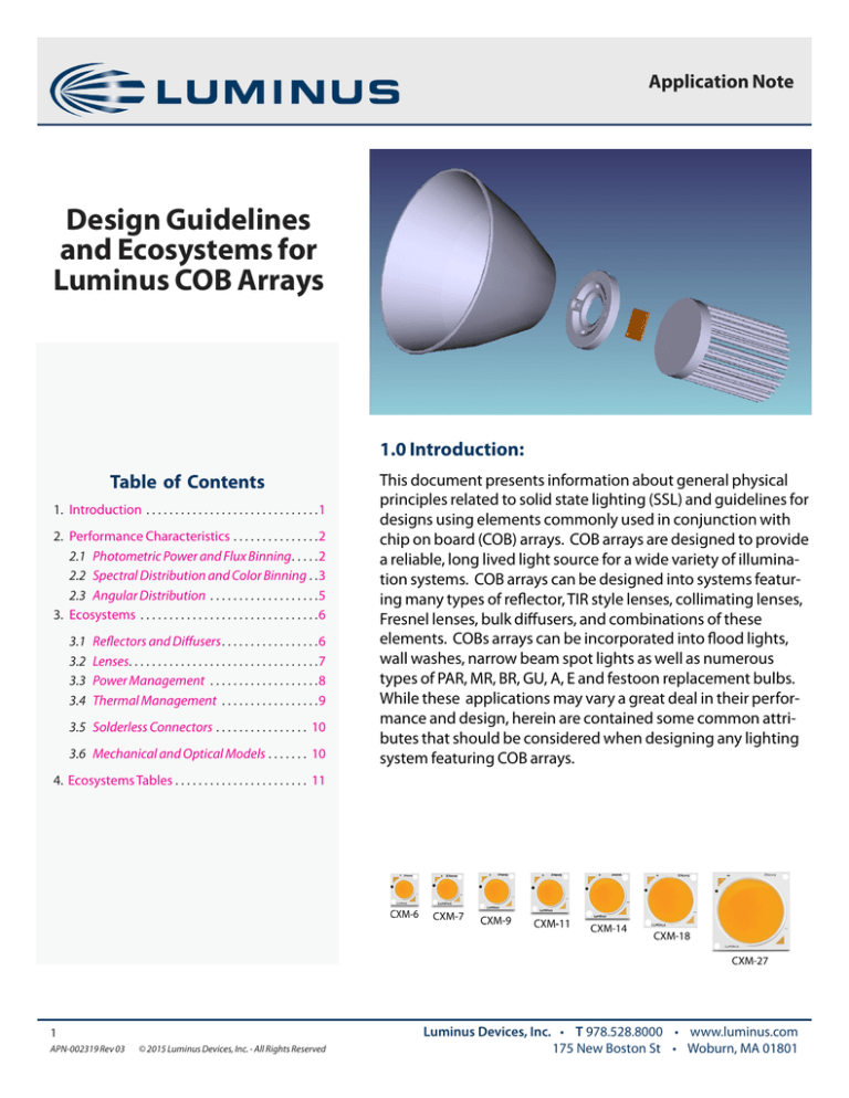 Luminus COB Arrays: Design Guidelines & Ecosystems