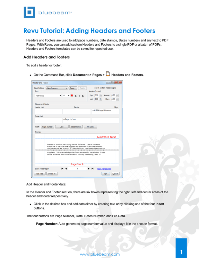 Bluebeam Revu: Adding Headers and Footers Tutorial
