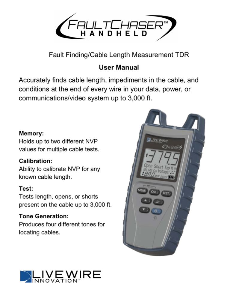 Fault Finding/Cable Length Measurement TDR User Manual