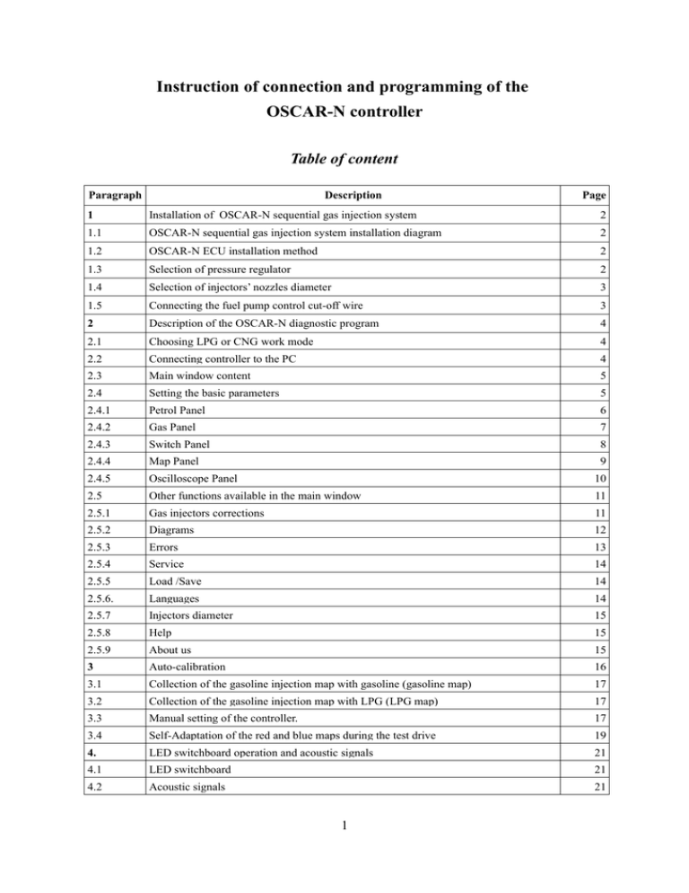 Instruction of connection and programming of the OSCAR