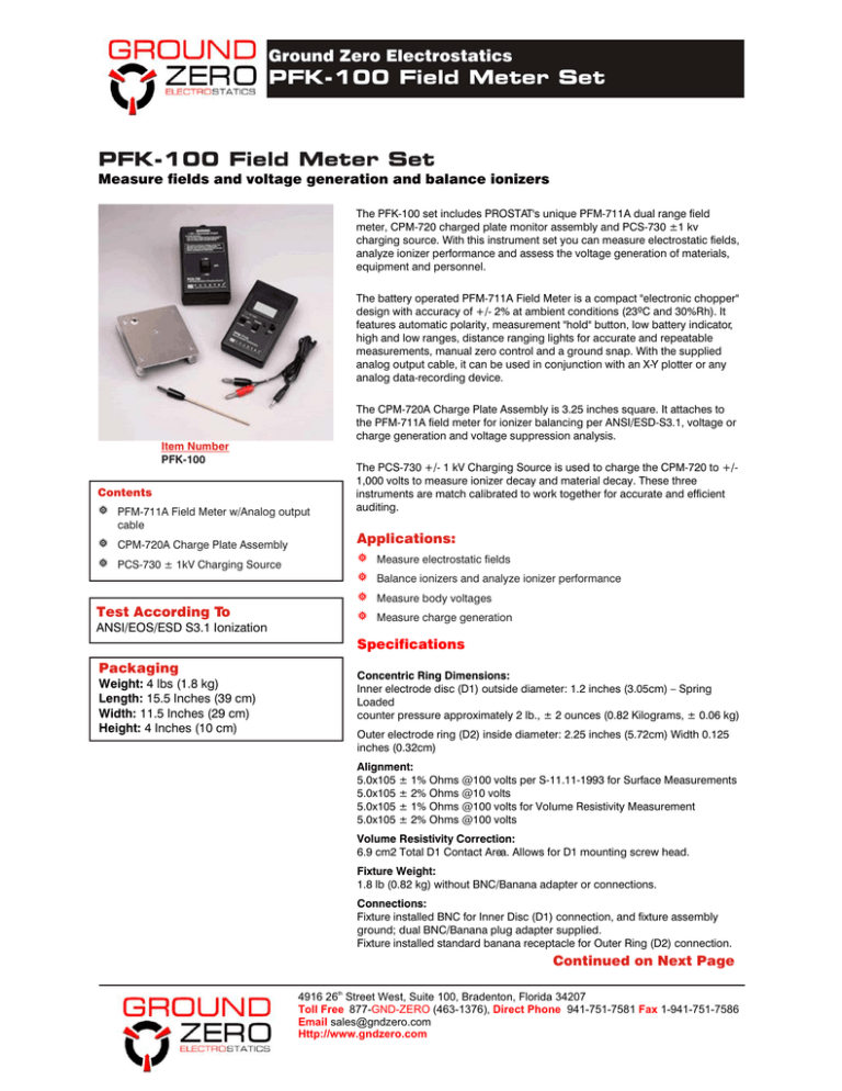 PFK-100 Data Sheet - Ground Zero Electrostatics