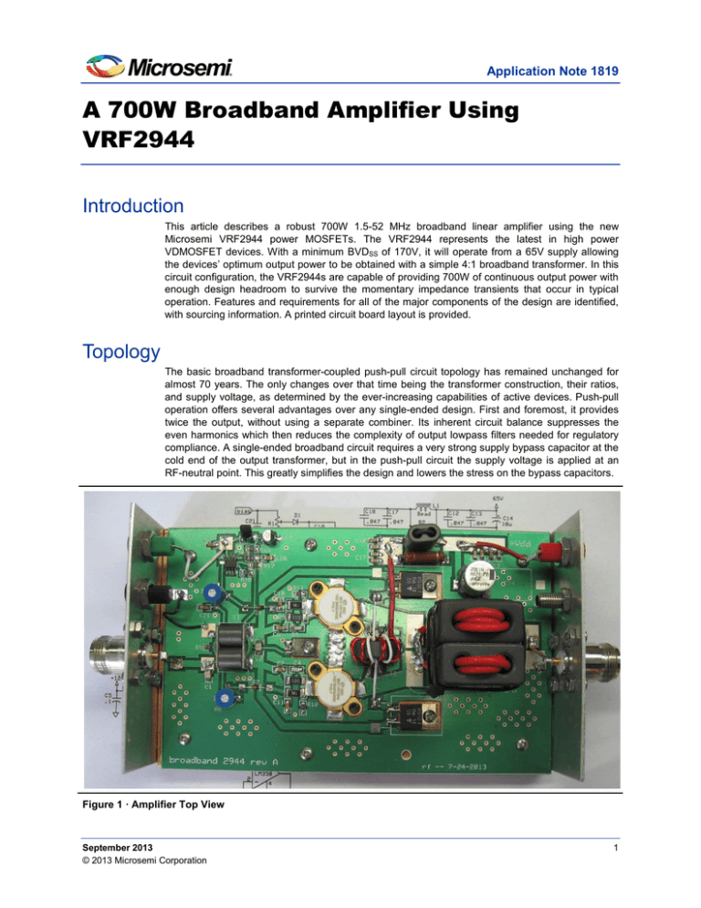700W Broadband Amplifier Design with VRF2944 MOSFETs