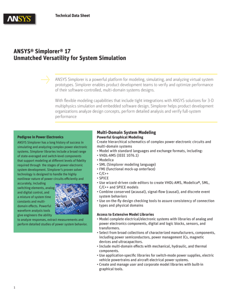 ANSYS Simplorer 17: System Simulation & Analysis