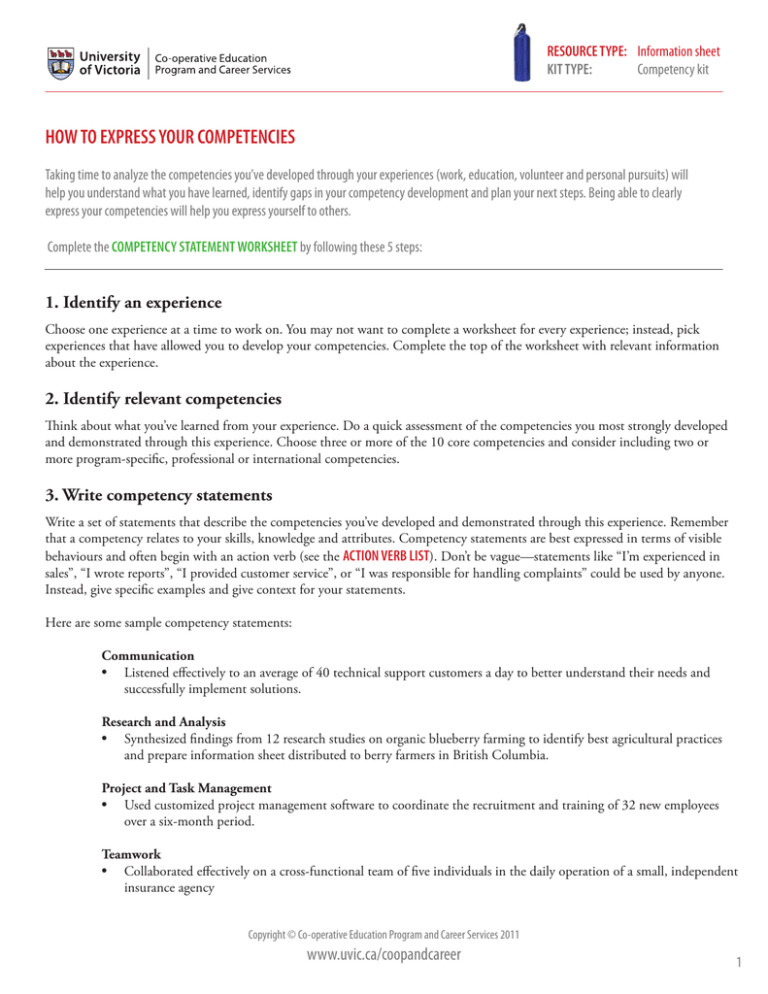 HOW TO EXPRESS YOUR COMPETENCIES