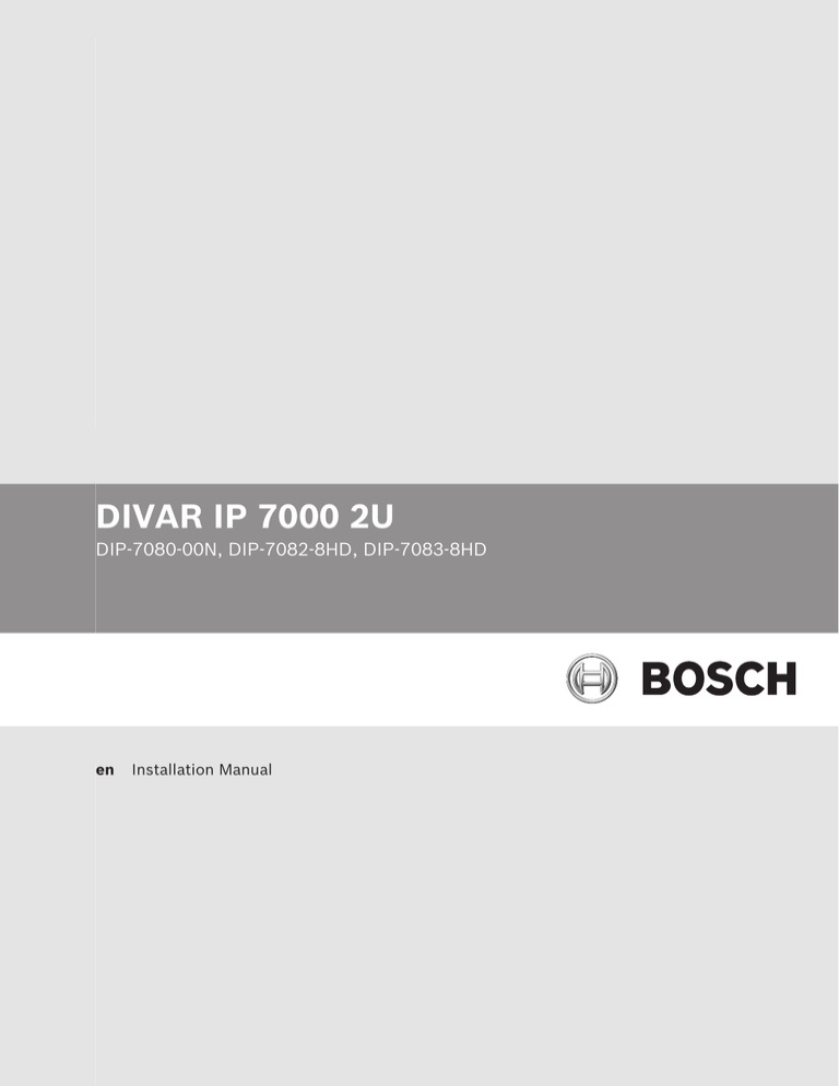 Installation Manual - Bosch Security Systems