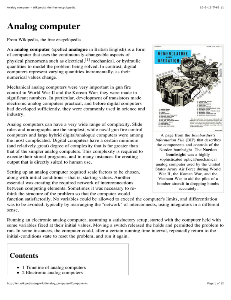 Analog Computers: History, Types & Limitations - Wikipedia