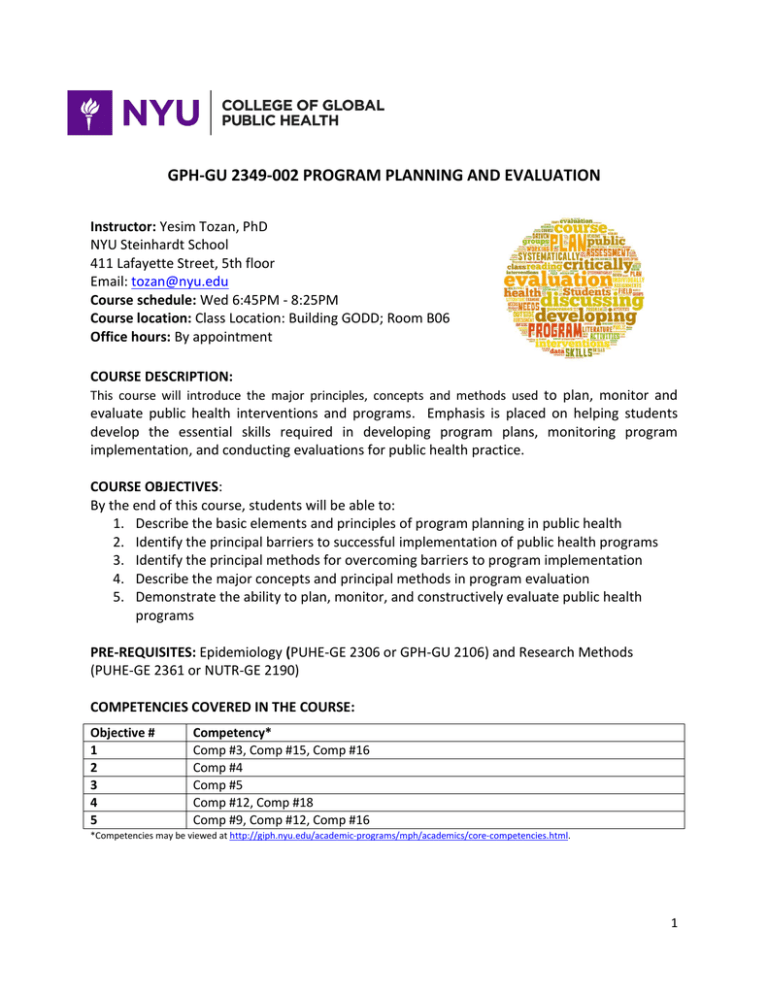 Program Planning & Evaluation Course Syllabus - NYU