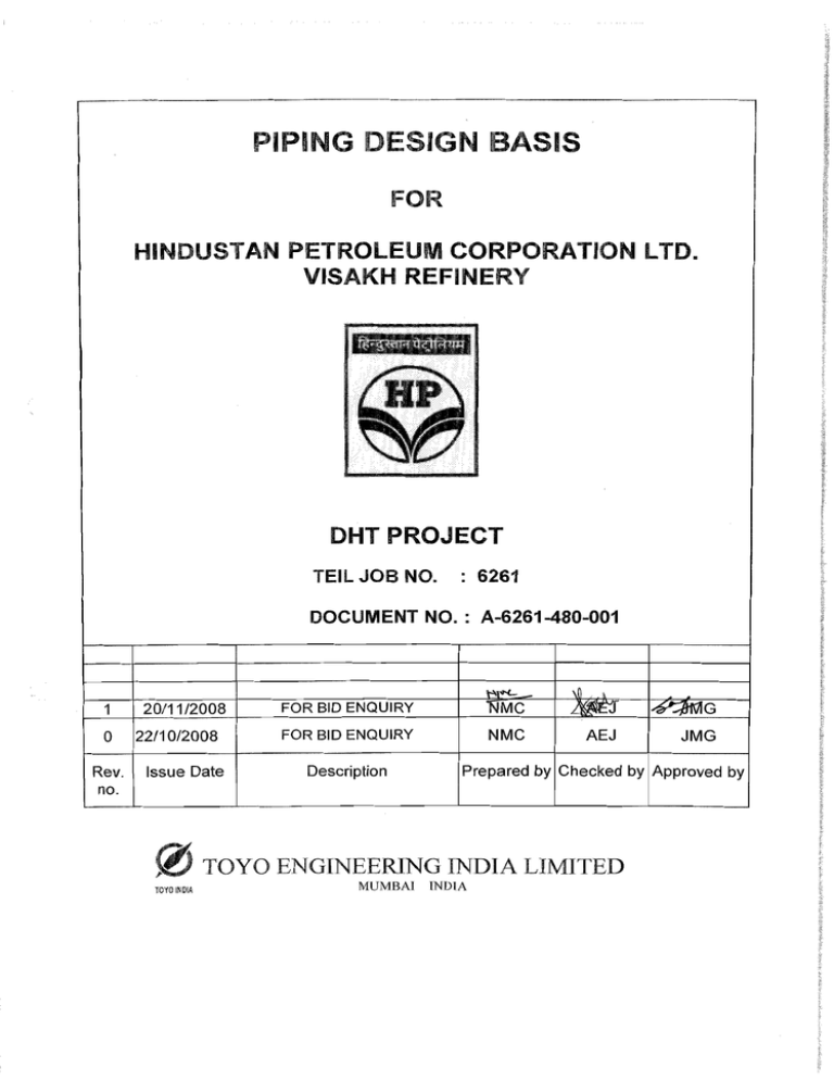 Piping Design Basis for Petrochemical Plants