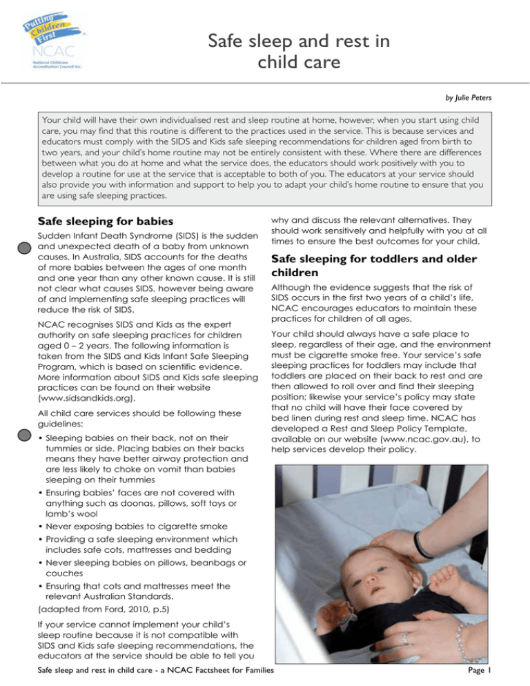 Safe Sleep & Rest in Child Care: A Parent's Guide